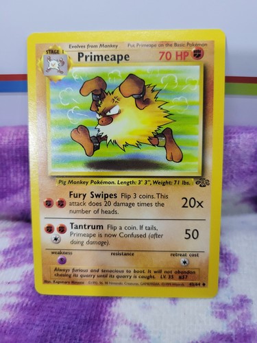 Pokémon TCG Card Primeape Jungle Set 43/64 Near Mint Unlimited WOTC NM ...