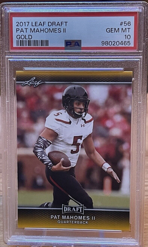 Patrick Mahomes 2017 Leaf Draft Gold RC PSA 10 GEM Mint Rookie Chiefs ...
