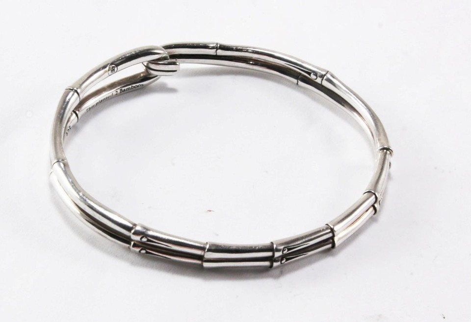 JOHN HARDY BAMBOO 925 STERLING SILVER HOOK CLOSURE BANGLE BRACELET | eBay