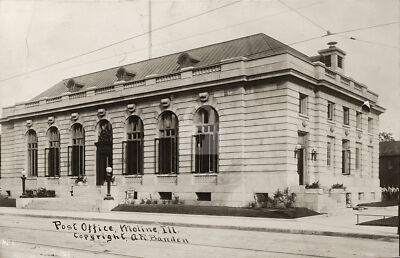 Post office Moline IL Illinois 1911 RPPC Photo Postcard COPY | eBay