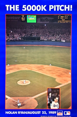 NOLAN RYAN 5000th STRIKEOUT PITCH (1989) Texas Rangers Vintage 22x34 Wall POSTER | eBay