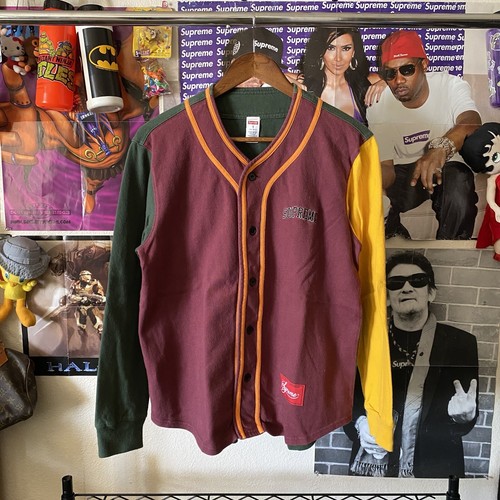 Supreme Color Block Longsleeve Baseball Jersey Burgundy 2018 | eBay
