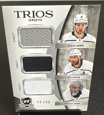2020-21 UD The Cup Trios Jerseys Los Angeles Kings Kempe/Carter/Quick 🔥 ...