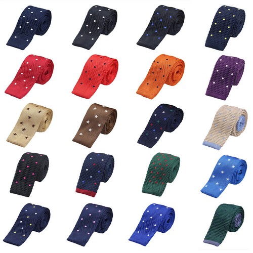 Men’s Fashion Knitted Polka Dots Star Pattern Skinny Necktie Business ...