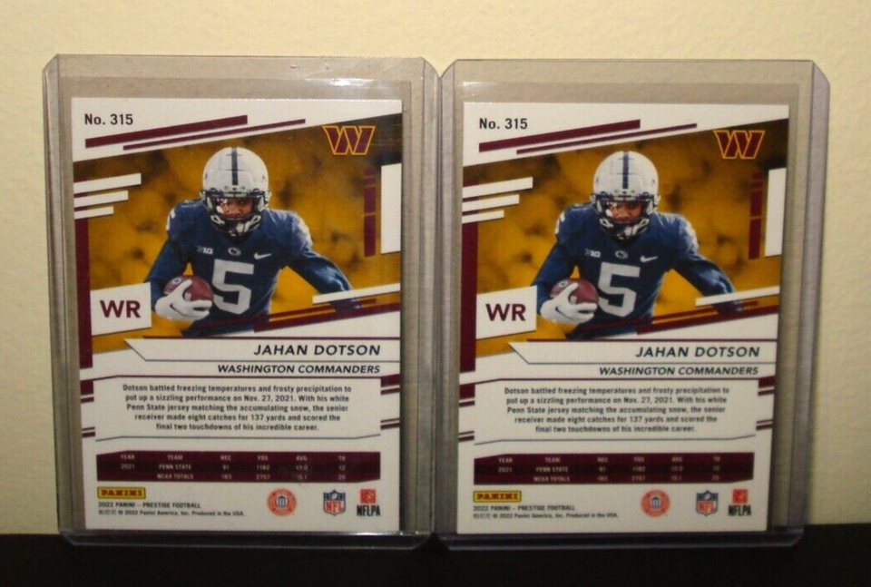 2 Rookies 2022 Panini Prestige 315 Jahan Dotson Rc Washington