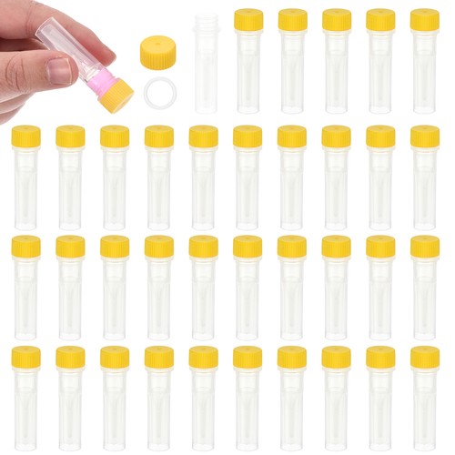 0.5mL Plastic Cryogenic Vial, 64Pcs Cryogenic Storage Tube Yellow Clear ...