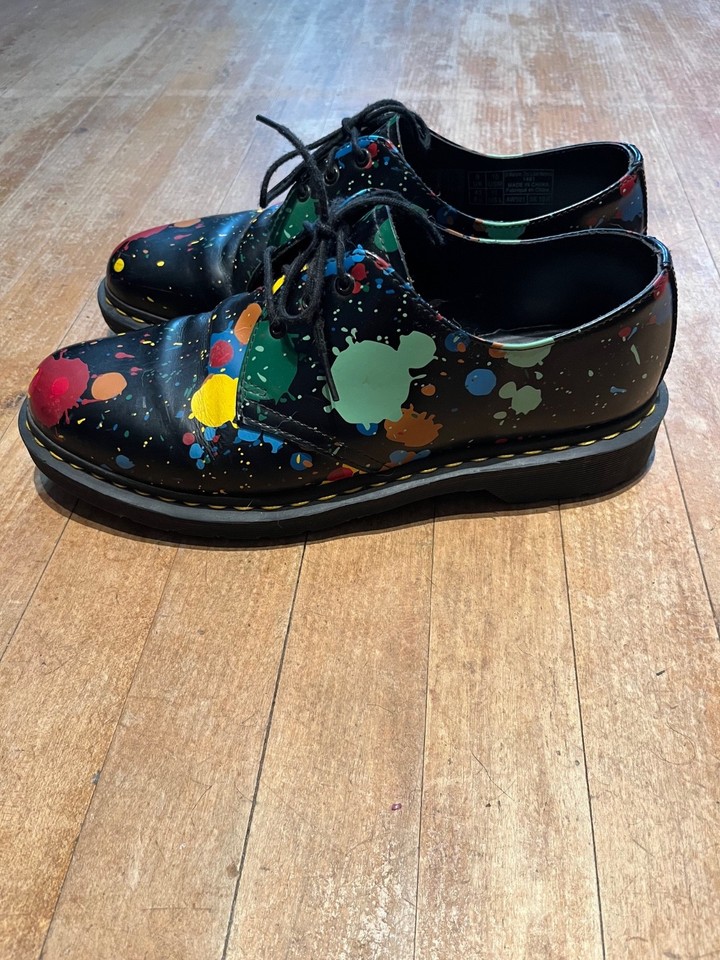 Doc Martens US Men’s 10 Women's 11 Black Leather Oxford Paint Splatter ...