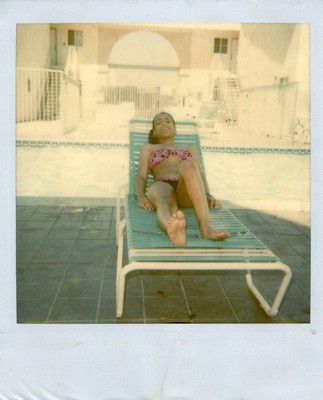 VINTAGE POLAROID PHOTO AFRICAN AMERICAN WOMAN SWIMSUIT BAREFOOT BIKINI POOL | eBay