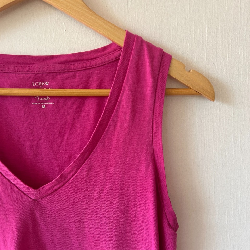 J. Crew Slub Cotton Tank Top Womens Medium Pink V-neck Preppy ...