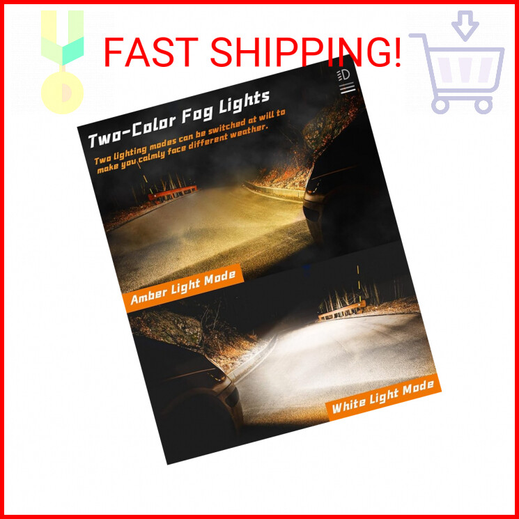 Zmoon Motorcycle LED Driving Fog Lights 60W White and Amber LED Pods ...