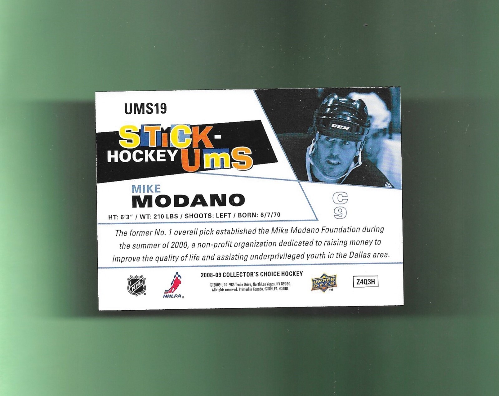 2008-09 UD Collector's Choice STICK-UMS # UMS19 MIKE MODANO DALLAS ...