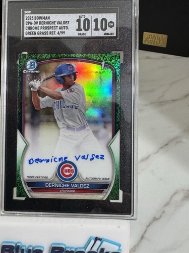 2023 Bowman Chrome Derniche Valdez Green Grass Refractor Auto SGC 10/10 ...