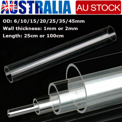 6/10/15/20/25/35/45mm OD Clear Acrylic Plastic Tube Pipe 250mm 1000mm ...