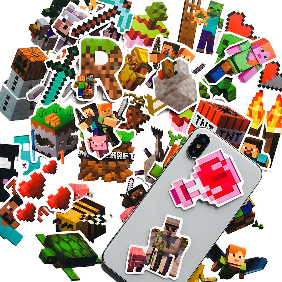 50 Pcs/pack Minecraft Game Anime Cartoon Car Laptop Stickers Waterproof ...