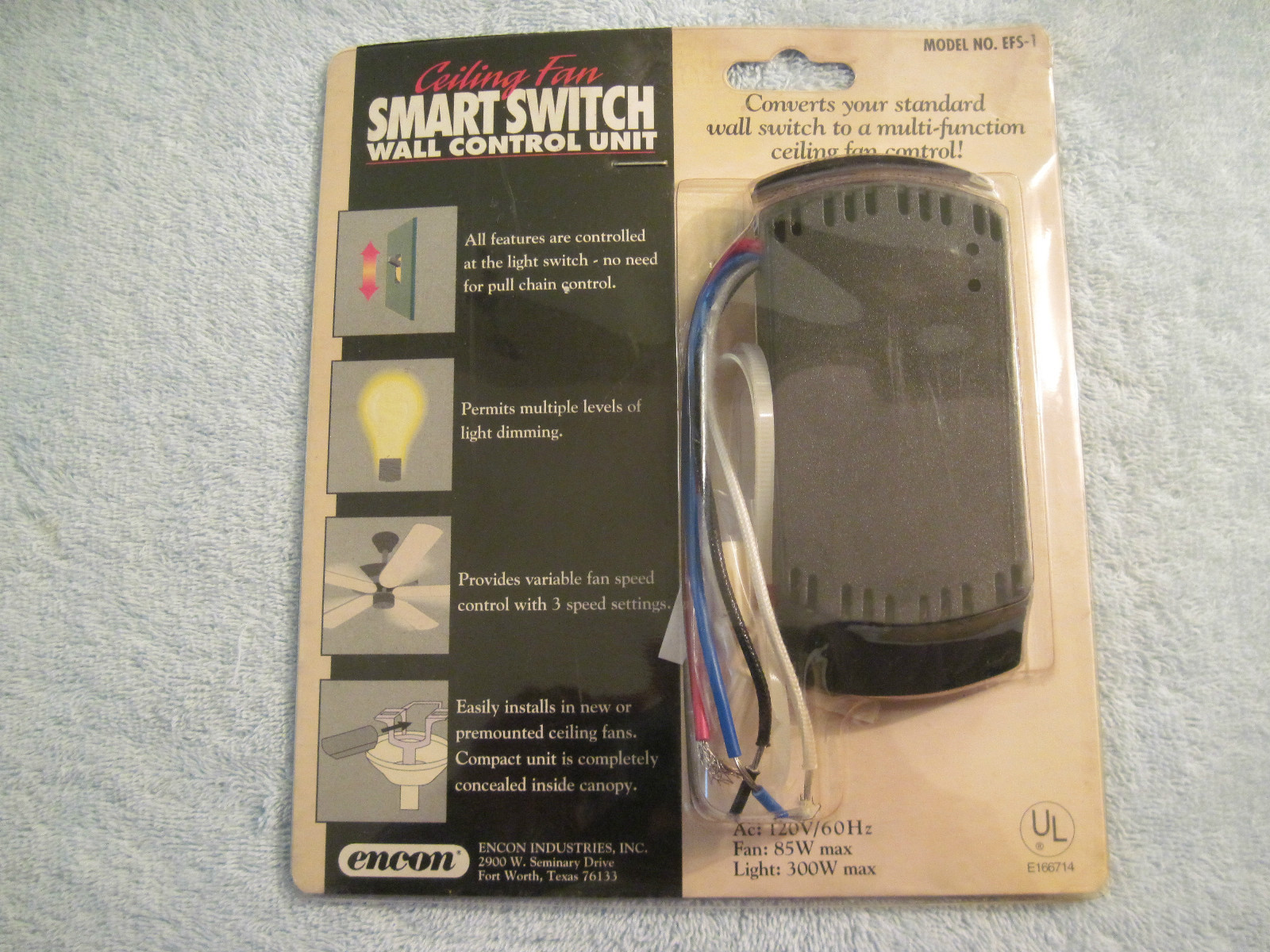 Ceiling Fan Smart Switch Wall Control Unit Encon Ind. Model EFS-1 | eBay