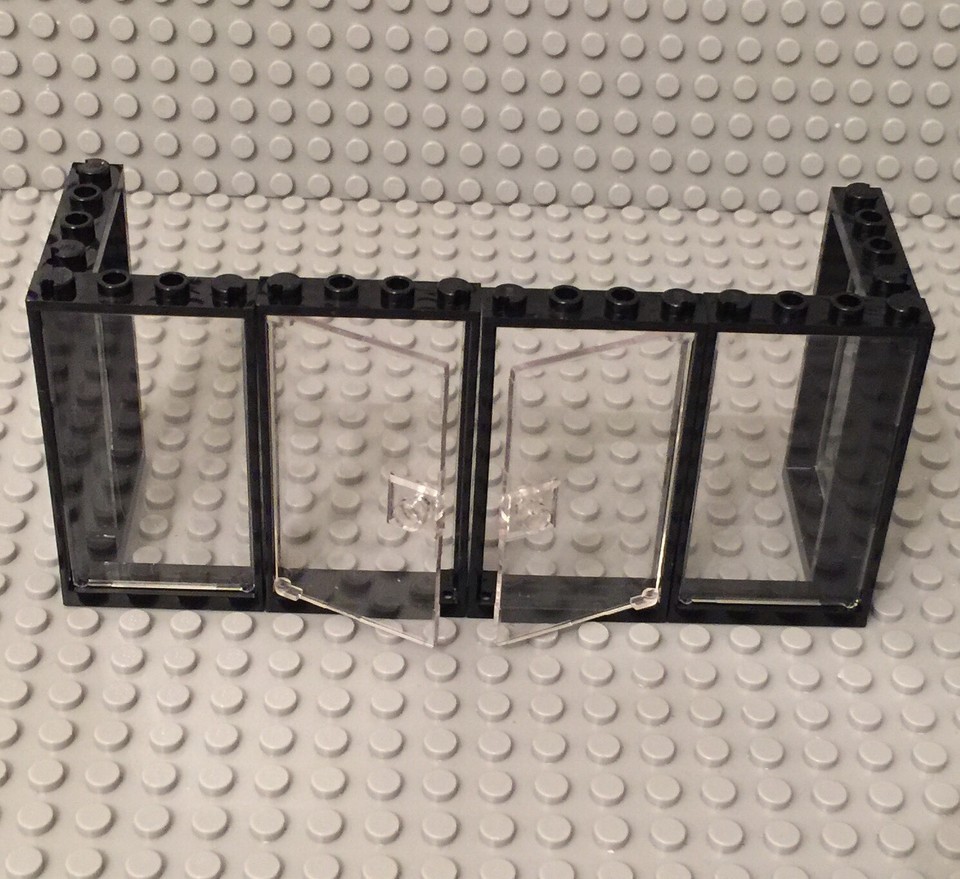 Lego 2 Trans-clear Glass Door And 4 Window Walls With Black Frame 1x4x6 ...