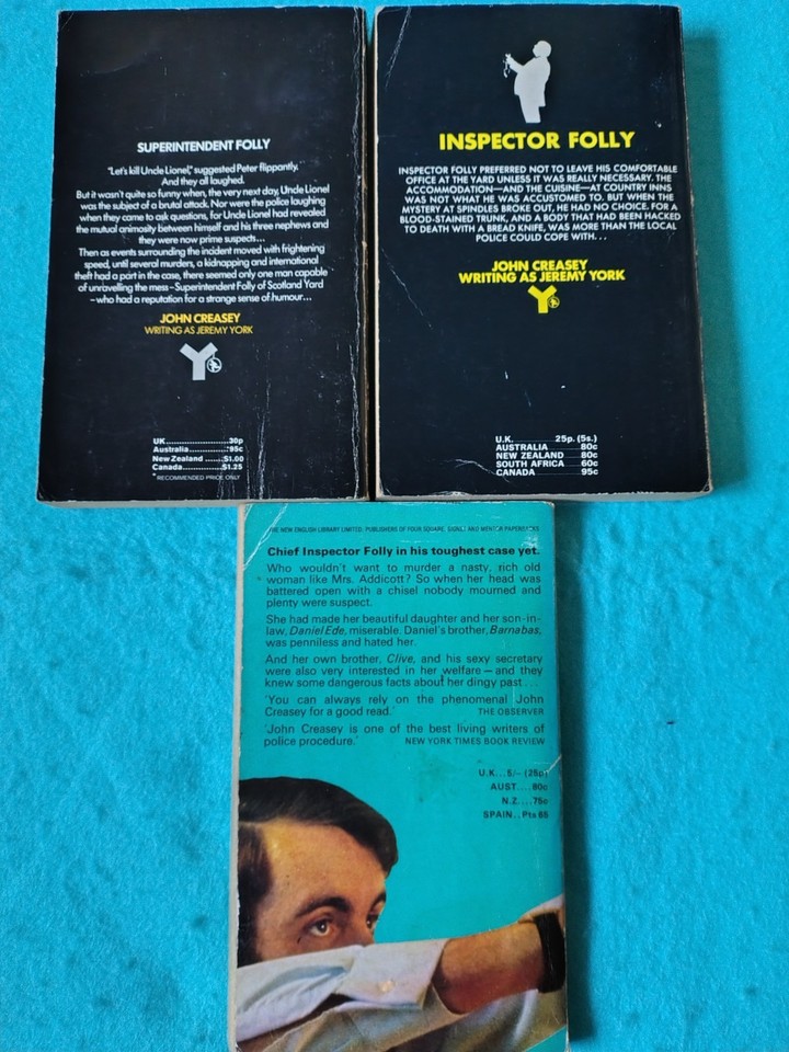 3 Vintage John Creasey Inspector Folly books from 60s/70s, various ...