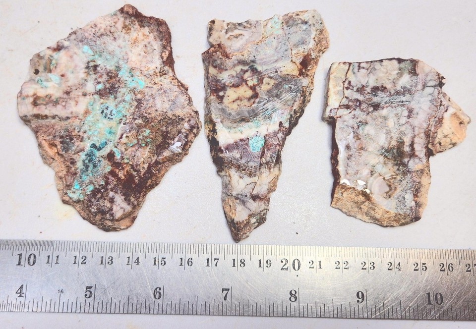Plume Fluorite w Chrysocolla and Cuprite 3 Big Horn AZ Slabs - Cab ...