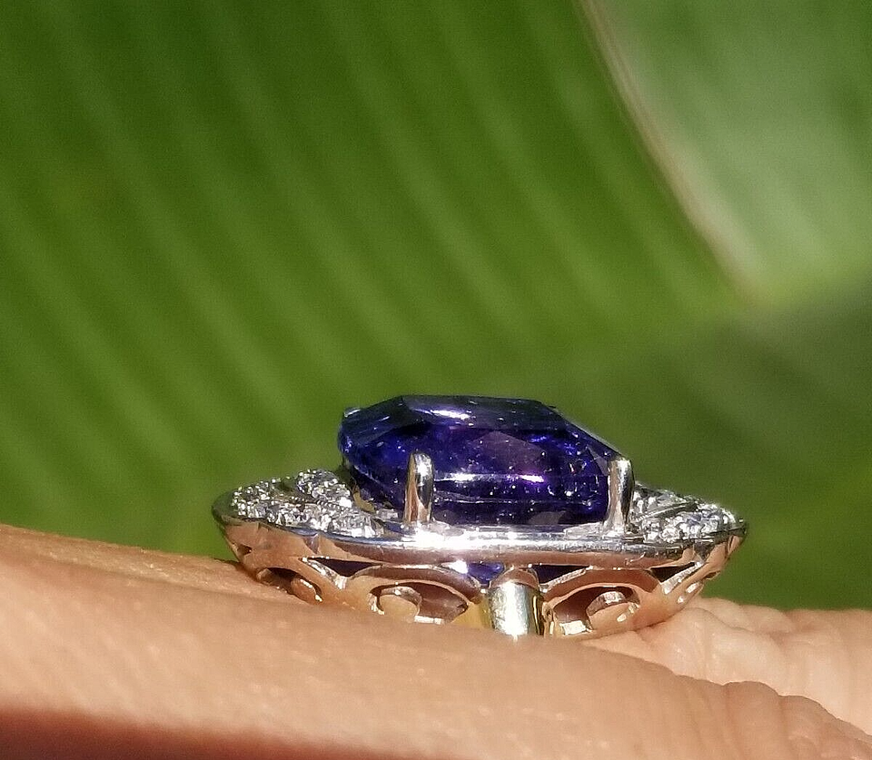7TCW Beautiful Vintage Tanzanite Cushion VS Diamond 14k gold ring | eBay