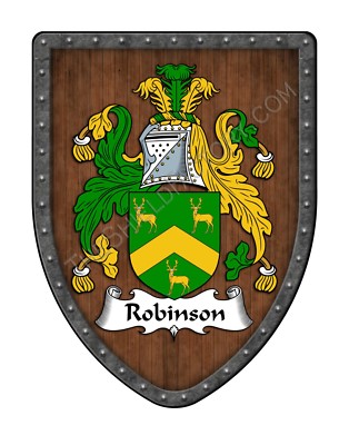 Robinson Family Crest Custom Coat of Arms, Hanging Wall Shield ...