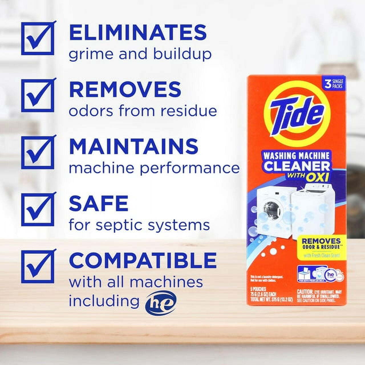 Tide Washing Machine Cleaner with Oxi Powder, Odor Eliminator and ...