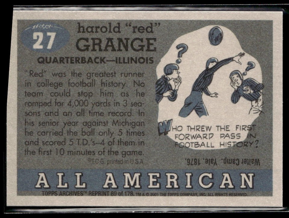2001 Topps Archives #27 Red Grange | eBay