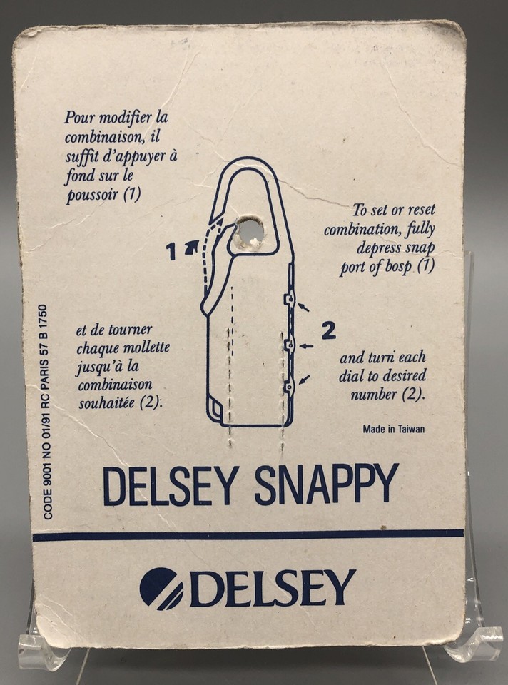 New Delsey Travel Necessities Snappy Snap-On Combination Lock 3 Digit ...