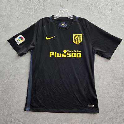 Atletico Madrid Men Jersey Large Black Griezmann 7 2015 Away Nike Kit ...
