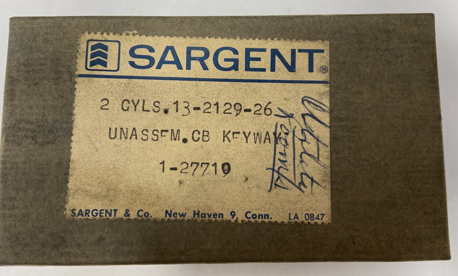 Set of 2 Vintage Original Sargent Cylinders 278CB Keyway Zero Bitted w ...