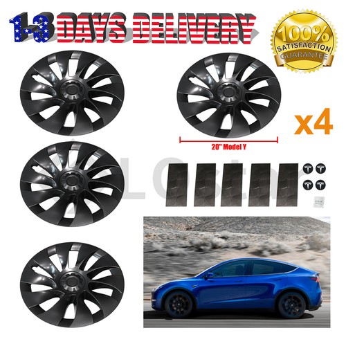 4PCS 20" Hubcaps Wheel Cap Rim Wheel Cover Trim Matte Black For Tesla ...