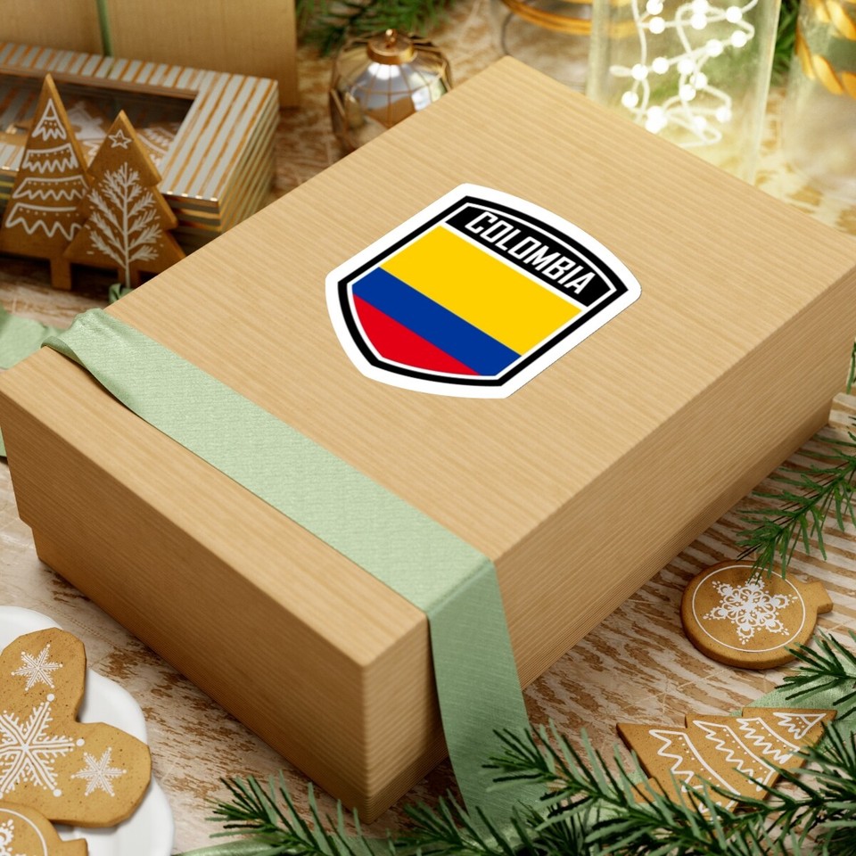 Colombia National Flag Shield Country Kiss-Cut Sticker Vinyl Decal Logo ...