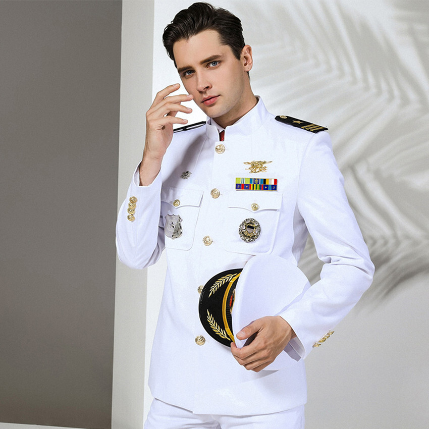 US Navy Military Uniforms White Mariner Sailor Yacht Captain American ...