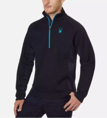 Spyder Mens Outbound Half-Zip Mid Weight Core Sweater Jacket Black | eBay