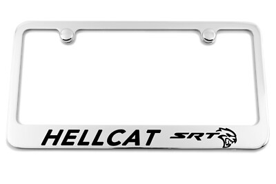 HELLCAT SRT Cat Black Engraved License Plate Frame Chrome Frame - USA ...