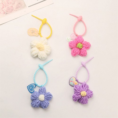 Color Knit Flower Keyrings Cute Creative Keychain Bag Pendant ...