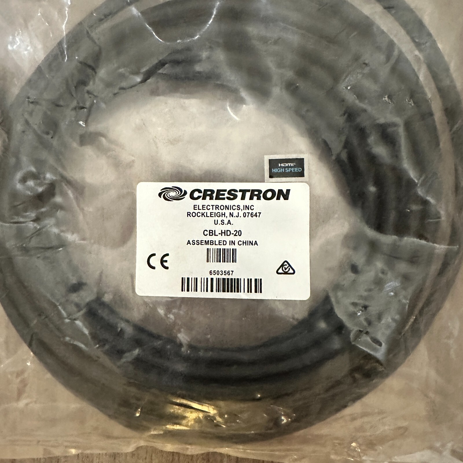CRESTRON CBL-HD-20 HDMI HIGH SPEED STRAIGHT INTERFACE CABLE 6503567 ...
