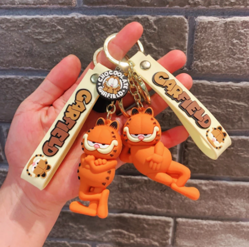 Novelty Gift 3D Rubber Garfield Keyring Keychain with Wristlet ...