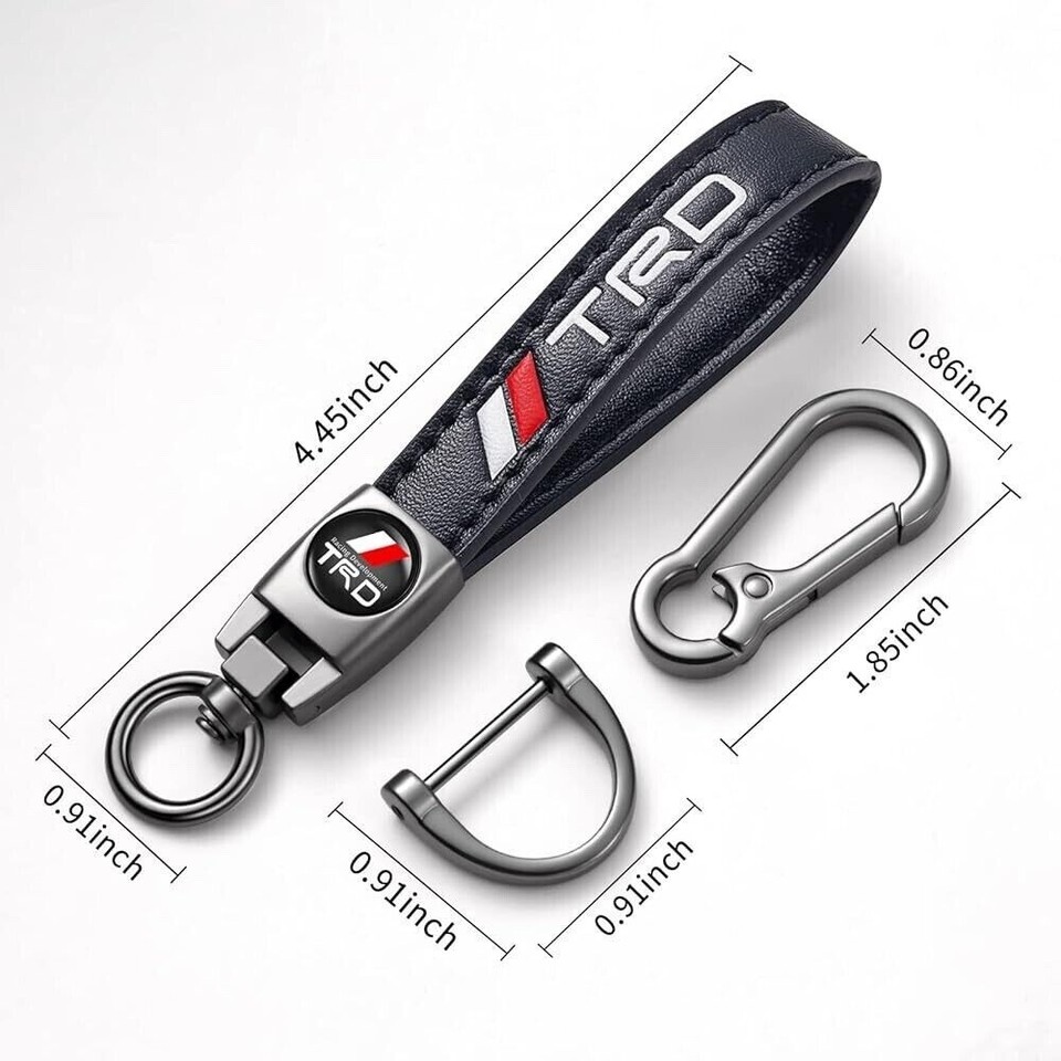 Genuine Leather Car Keychain Set fits Toyota TRD Key Ring Lanyard ...