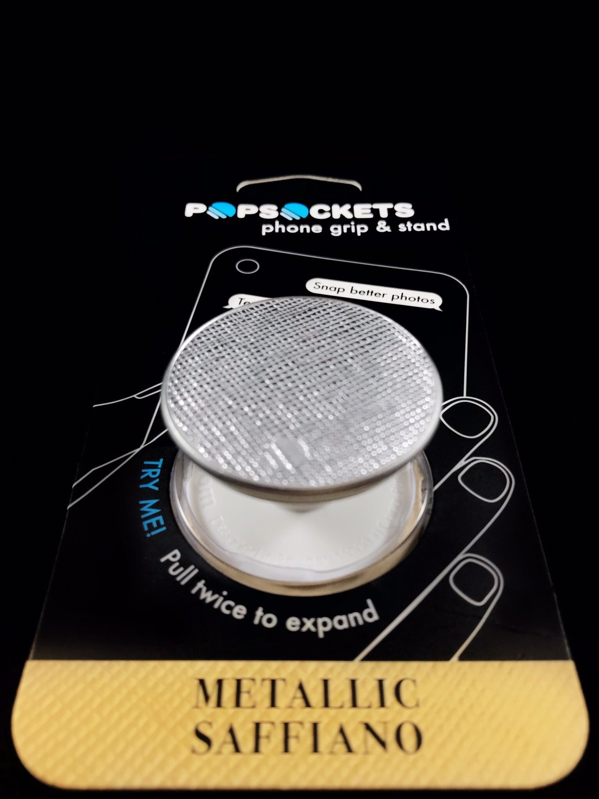 Authentic PopSockets Saffiano Silver Vegan Leather PopSocket Pop Socket ...