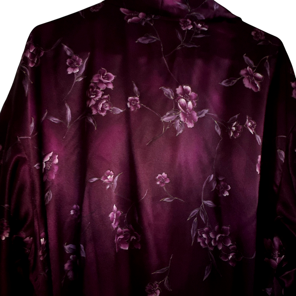 Women's Inner Most Purple Floral Kimono -Belted Robe /Long Gown - Size ...