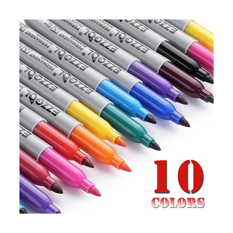 Permanent Markers Bulk, 150 Pack, 10 Assorted Colors,Multicolor Fin ...