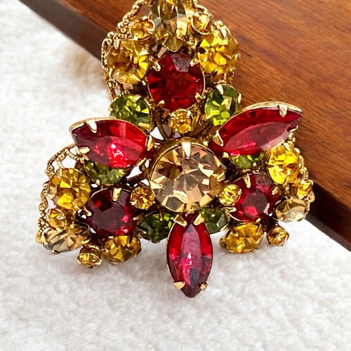 VINTAGE 1950'S REGENCY RHINESTONE PIN BROOCH RARE Tricorn Ruby Red | eBay