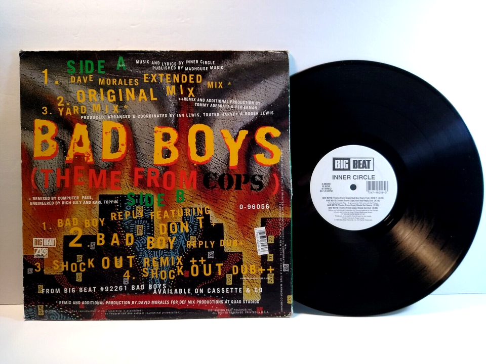 Inner Circle Bad Boys Theme From Cops 12" Vinyl Record Electronic ...