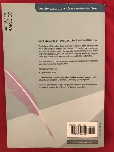 Core Statutes on Contract, Tort and Restitution 2011-12 by Graham ...