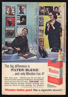 1960 WINSTON CIGARETTE AD RECORD STORE OR RADIO DISC JOCKEY TURNTABLE ...