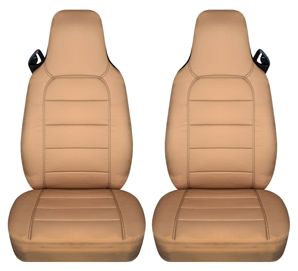 2 Semi Custom Car seat covers solid tan fits Mazda Miata mx-5 1990-2015 ...