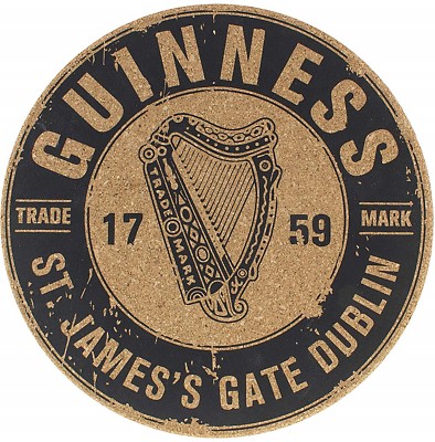 Guinness Harp Logo cork backed round place mat 190mm diameter | eBay