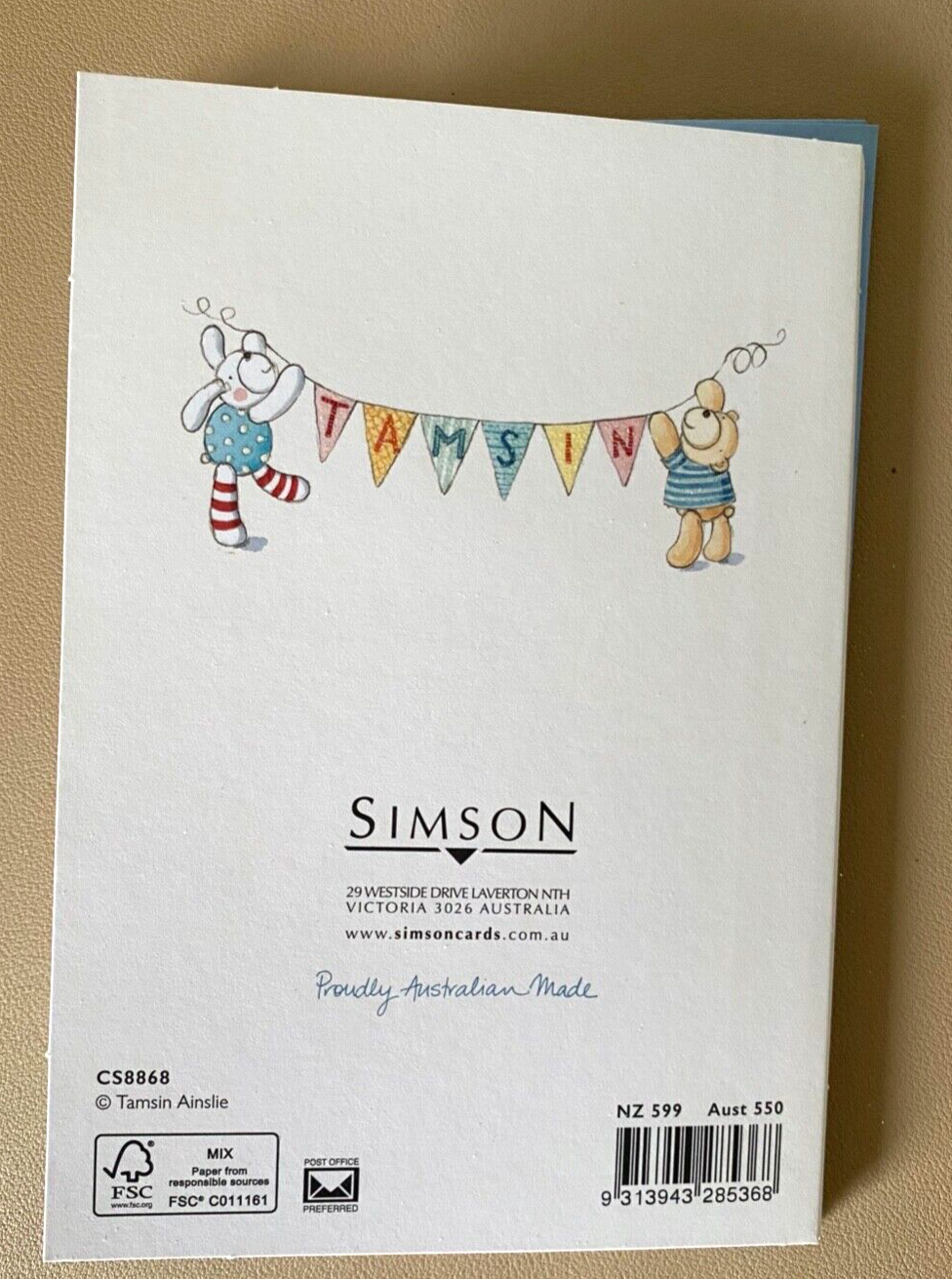"One 1" Boy with Toy Cart & Duckling Birthday Card by Tamsin For Simson ...