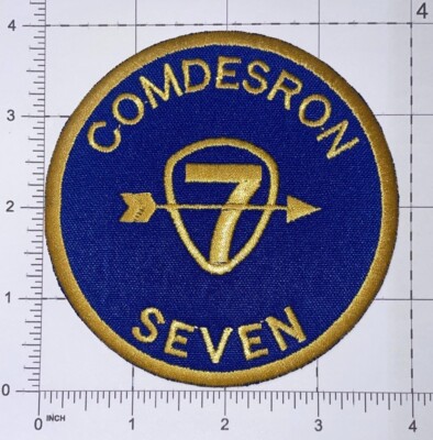 USN COMDESRON Seven Commander Destroyer Sq 7 Patch Hook & Iron-On Repro ...
