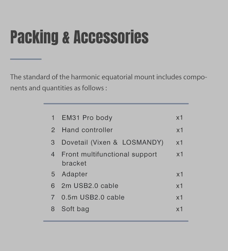 Emcan Astro EM31 Pro mount ，Telescope mount，Strain wave equatorial ...